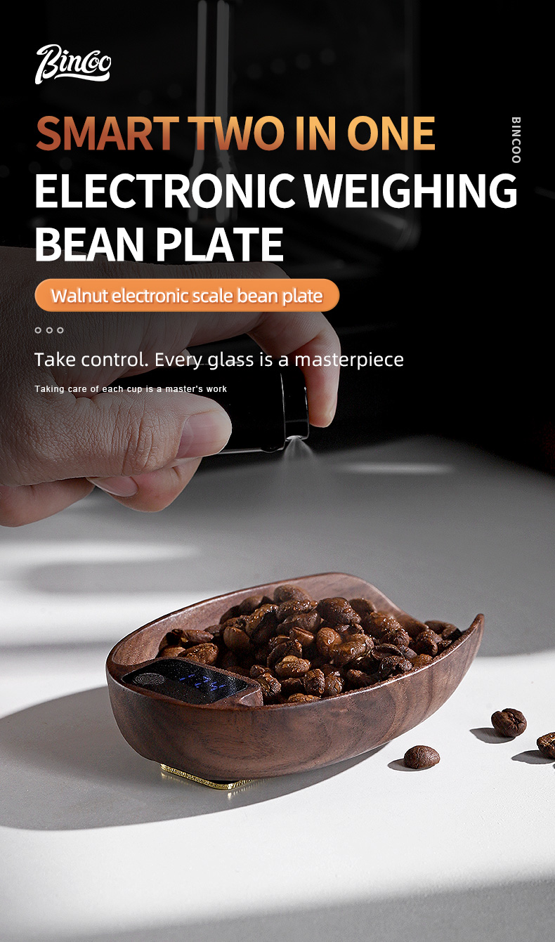 BINCOO Walnut Coffee Weighing Dish Hand Brewed Electronic Weighing Plate Espresso Bean Weighing ...