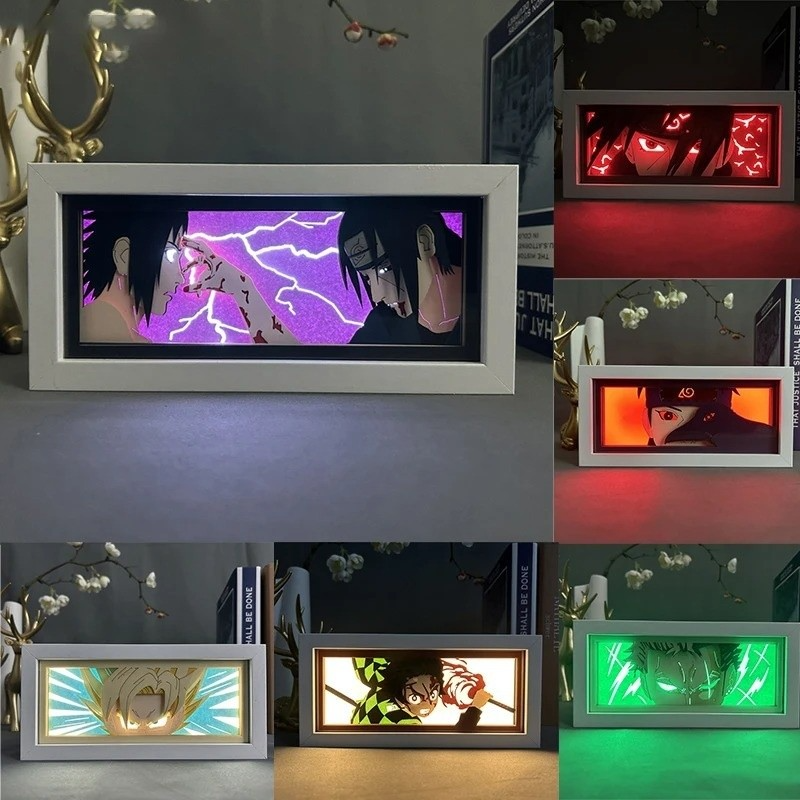 Japan 3D Anime Light Box Cartoon one piece DRAGON BALL NARUTO jojo ...