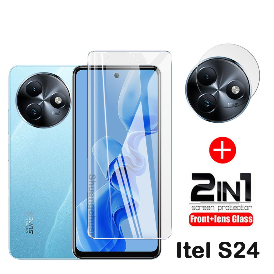 For Itel S25 tempered Glass 2in1 Itel S23 S24 S25 Clear Screen ...
