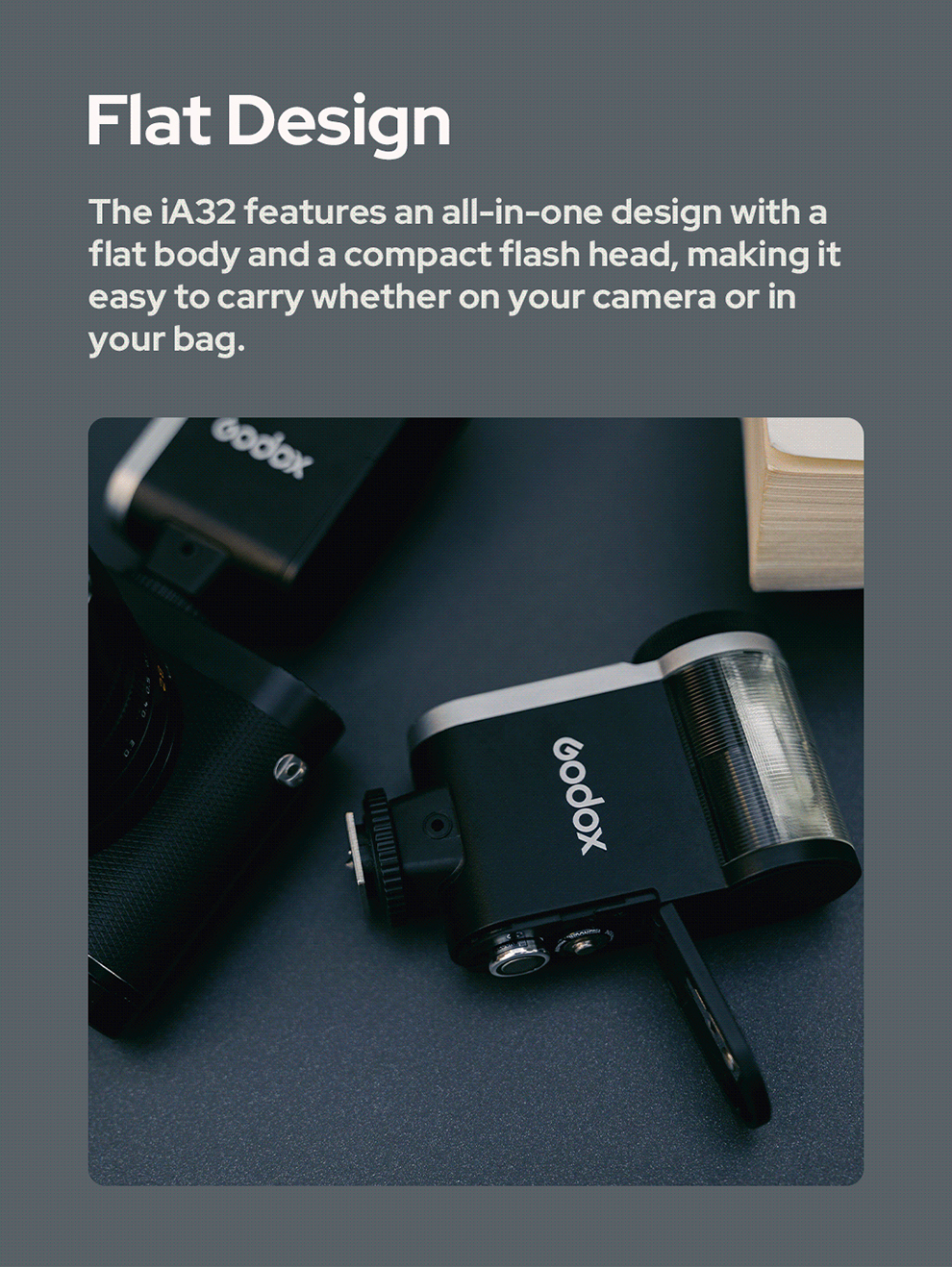 Godox-Mini Flash Camera iA32, up to 490 Full-Power Flashes, 6200K CCT ...