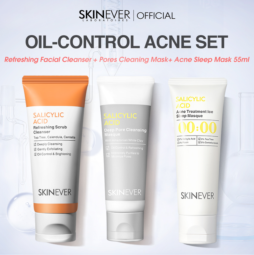 SKINEVER 3pcs Packet Skincare With Scrub Facial Cleanser Pores Cleaning ...