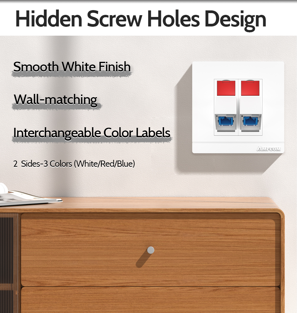 AMPCOM 86*86mm Angled Faceplate with a Fiber Optic Coupler Bracket ...