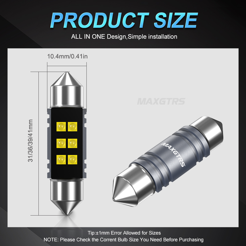 MAXGTRS Super Bright Car Festoon C5W C10W Led Chip 30W Bulb Canbus Error Free Lamp Interior Dome ...