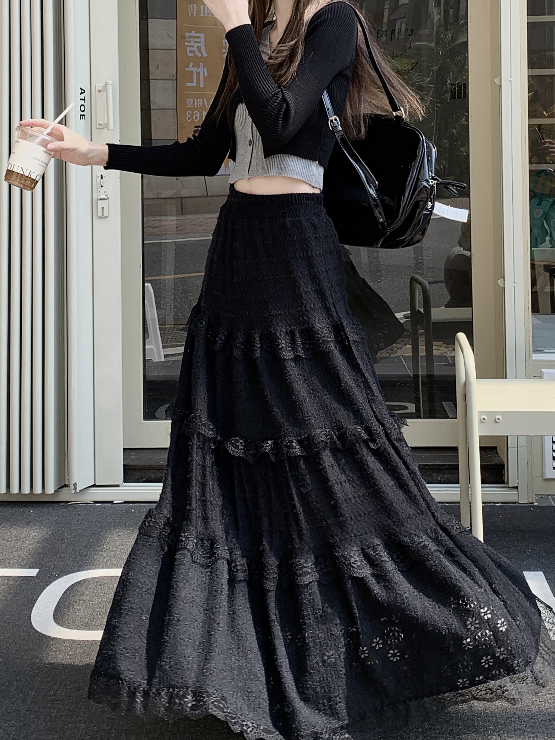 Alisa.Sonya Women Elegant Floral Lace Elastic High Waist Cascading ...