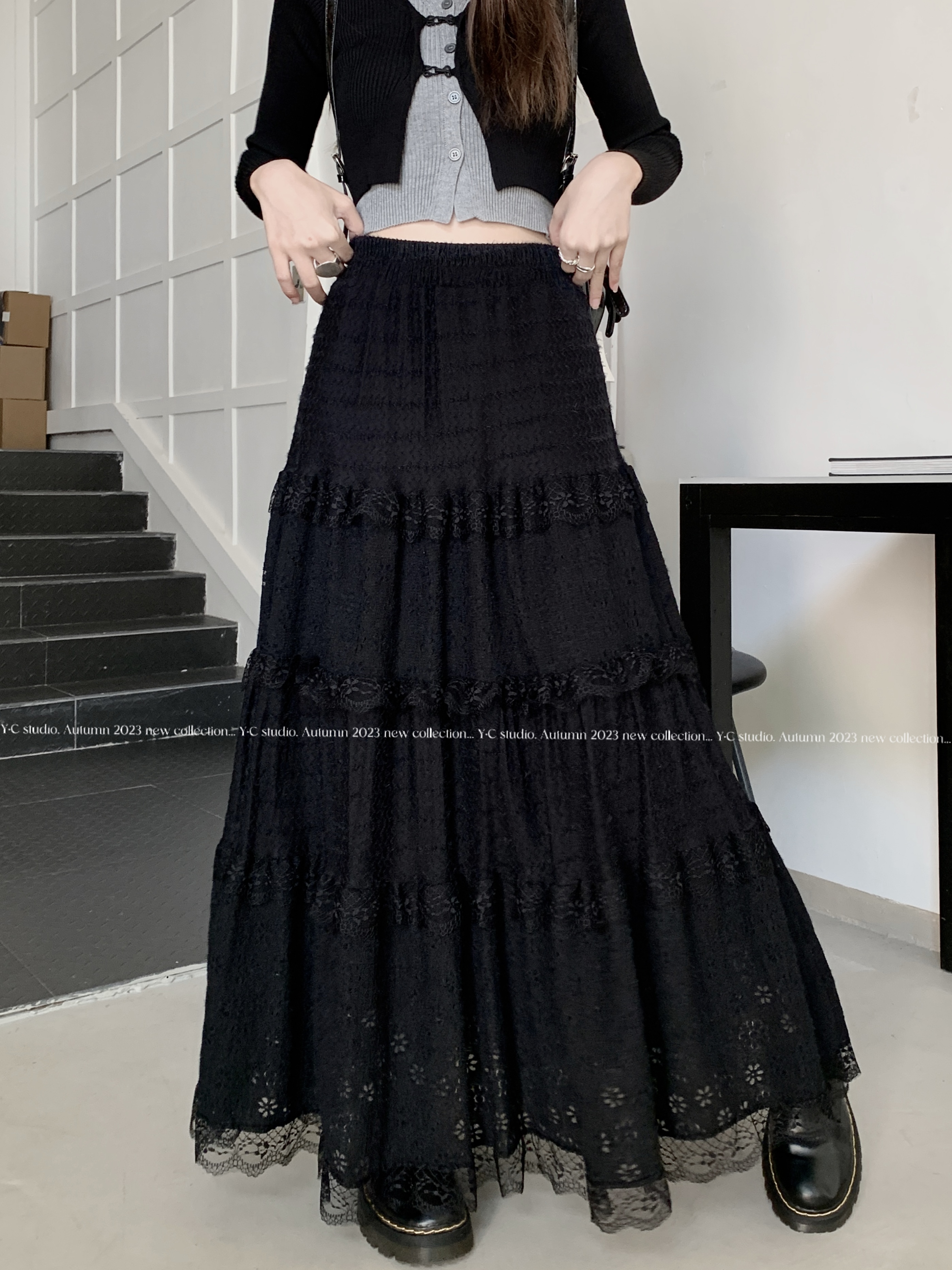 Alisa.Sonya Women Elegant Floral Lace Elastic High Waist Cascading ...