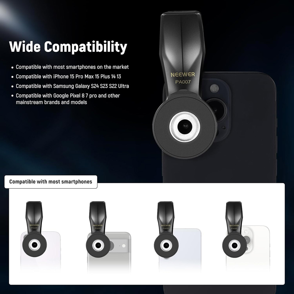 NEEWER PA007 Universal Phone Clamp for 17mm Threaded Lens, Professional ...