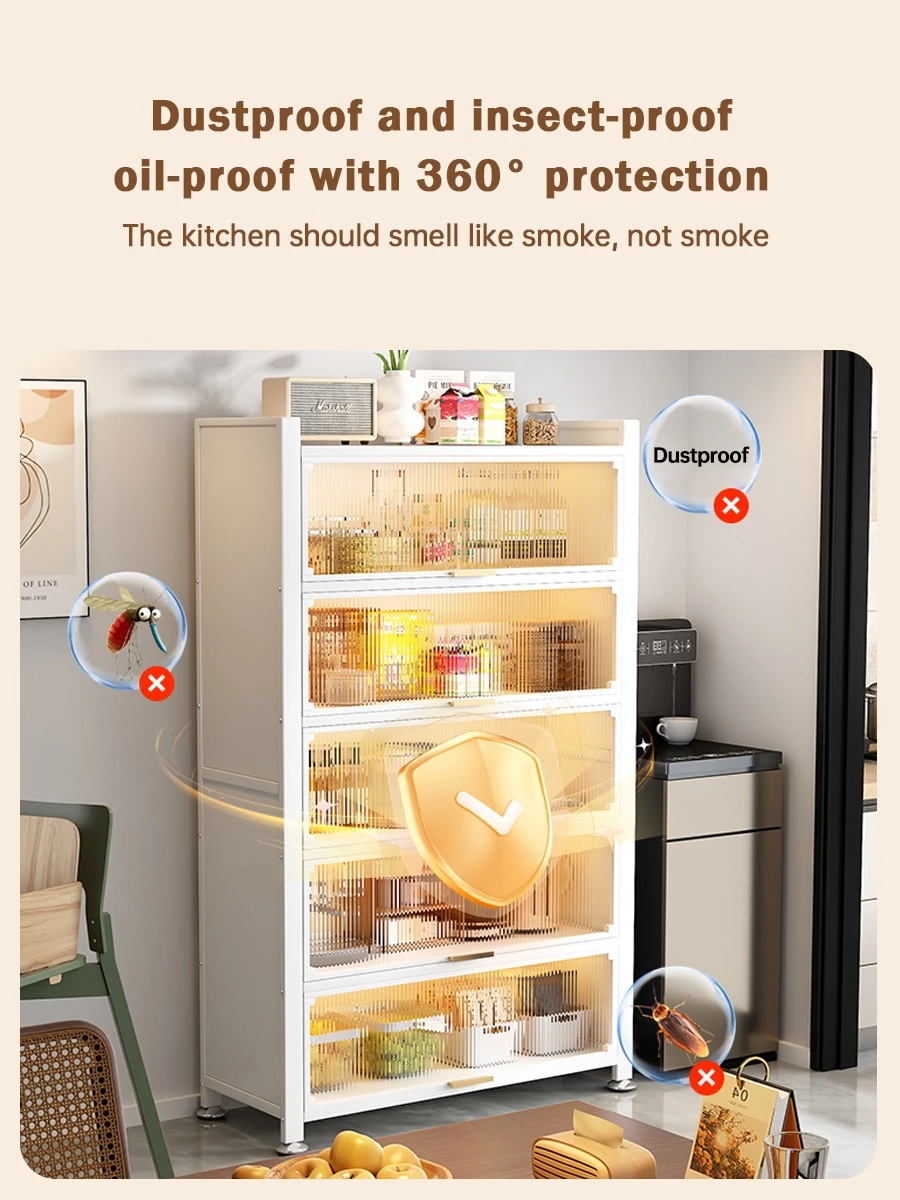 Kitchen Rack Multi-Function Dustproof Storage Cabinet Carbon Steel ...