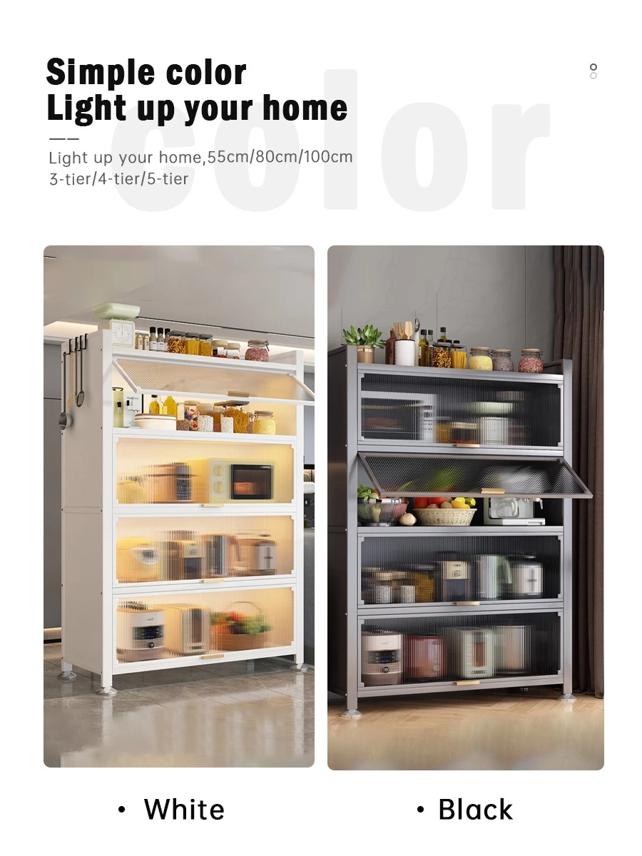 Kitchen Rack Multi-Function Dustproof Storage Cabinet Carbon Steel ...