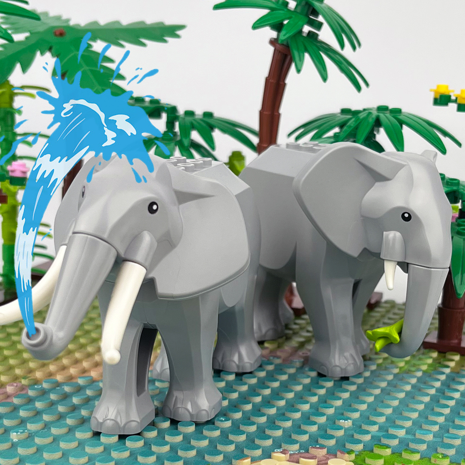 MOC City Street View Animal Zoo Building Blocks Elephant Deer Camel ...