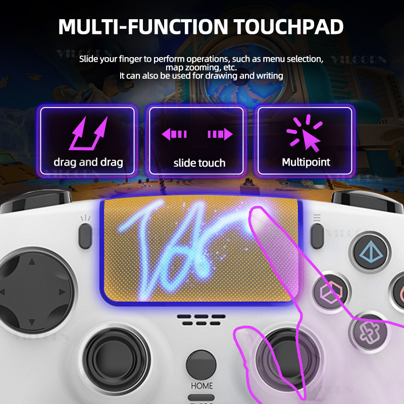2025 NEW VILCORN RGB Light Effect Wireless Controller for PS5/PS4/PS3/Switch/PC/Steam Deck Turbo ...
