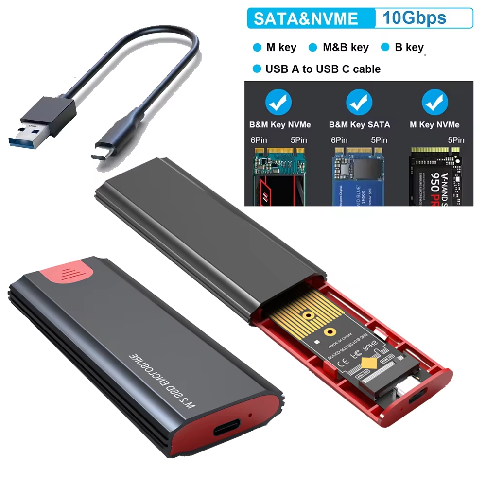 10Gbps M2 SSD Case M.2 NVMe NGFF SATA SSD Enclosure Adapter USB 3.1 ...