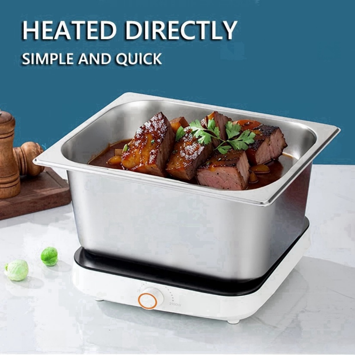 304 Stainless Steel Food Tray Storage Container Box Commercial Buffet ...