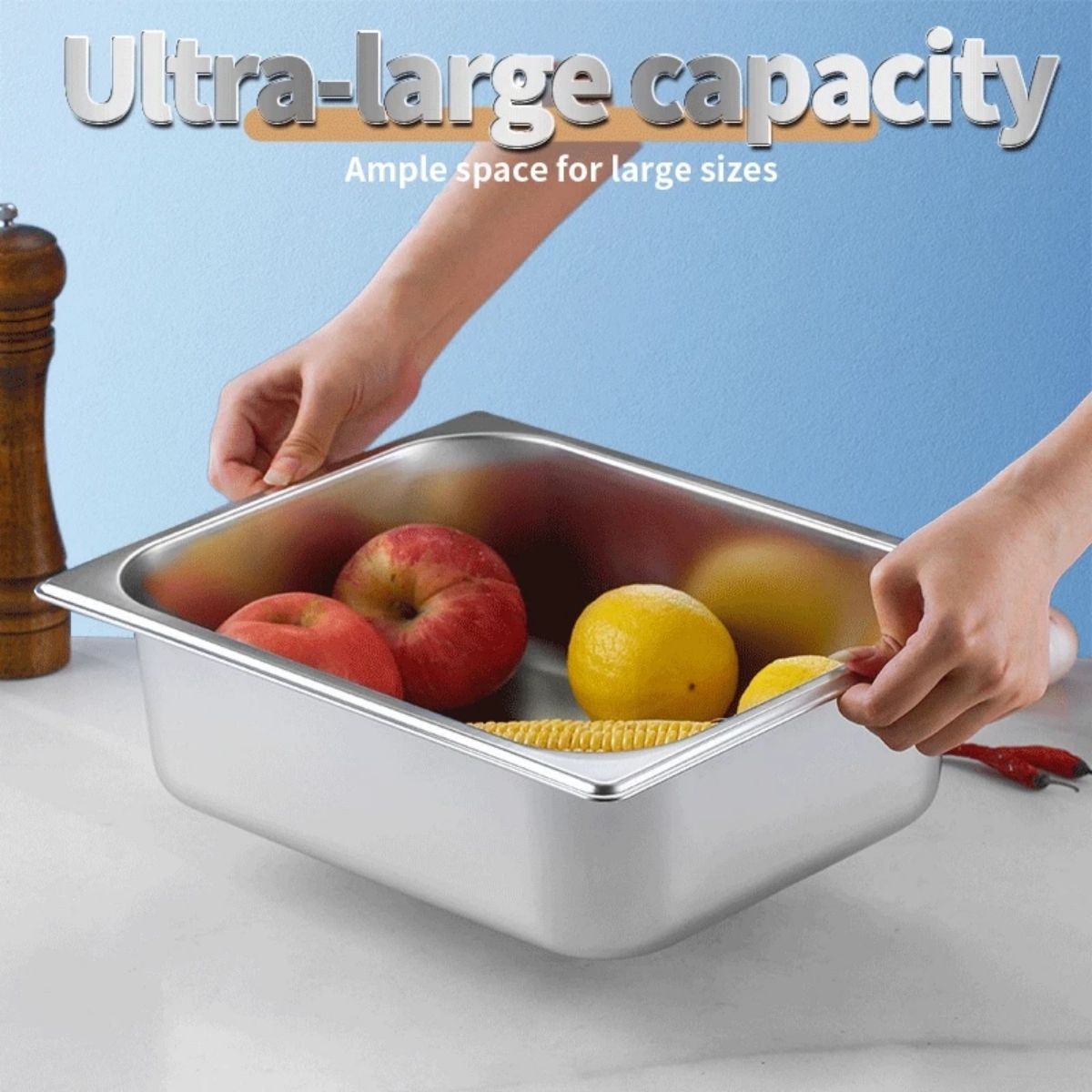 304 Stainless Steel Food Tray Storage Container Box Commercial Buffet ...