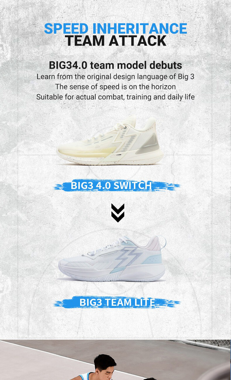 361 Degrees Big3 Team Men Basketball Shoes Wear-Resistant Non-Slip ...