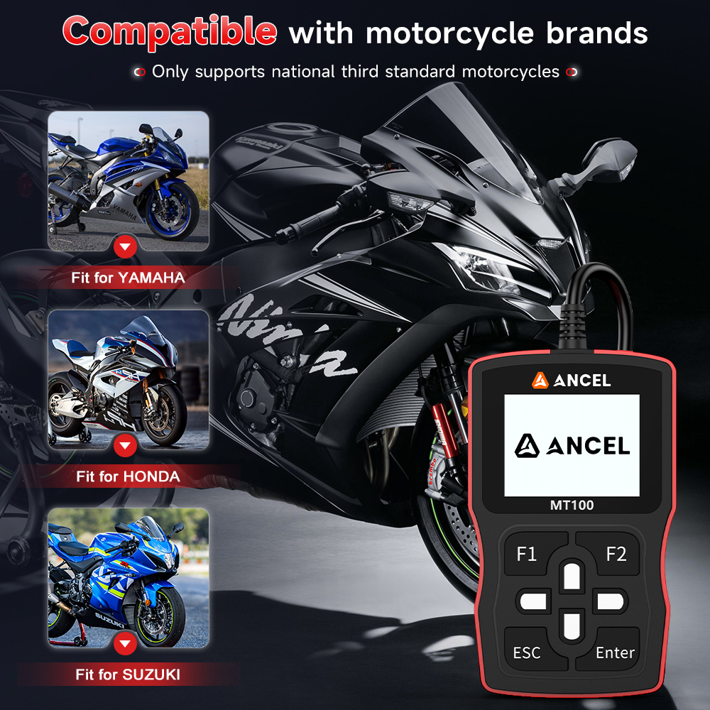 ANCEL MT100 Yamaha Motorcycle OBD Scanner ABS Engine System Diagnostic ...