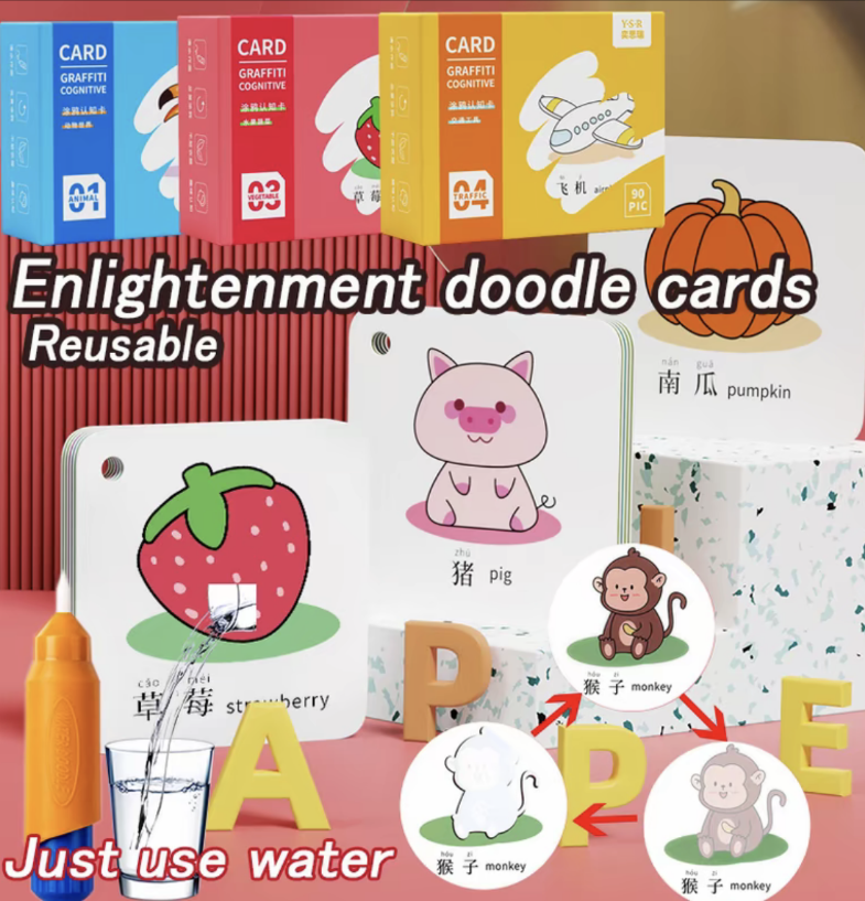 Doodle Flash Card Early Educational Cards Pinyin Fruits Alphabets ...