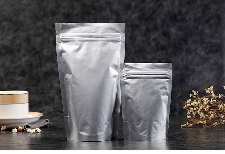 100pcs Pure Aluminum Stand Up Pouch Zip Lock Resealable Packaging Snacks Dry Goods 1kg 013 ...