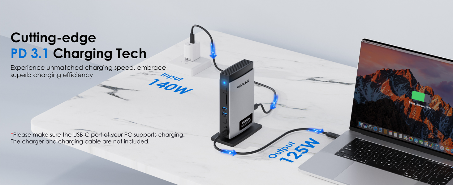 Wavlink Pd3 1 Triple Display Usb C Docking Station With 140w Power Triple Display Dock With 8k