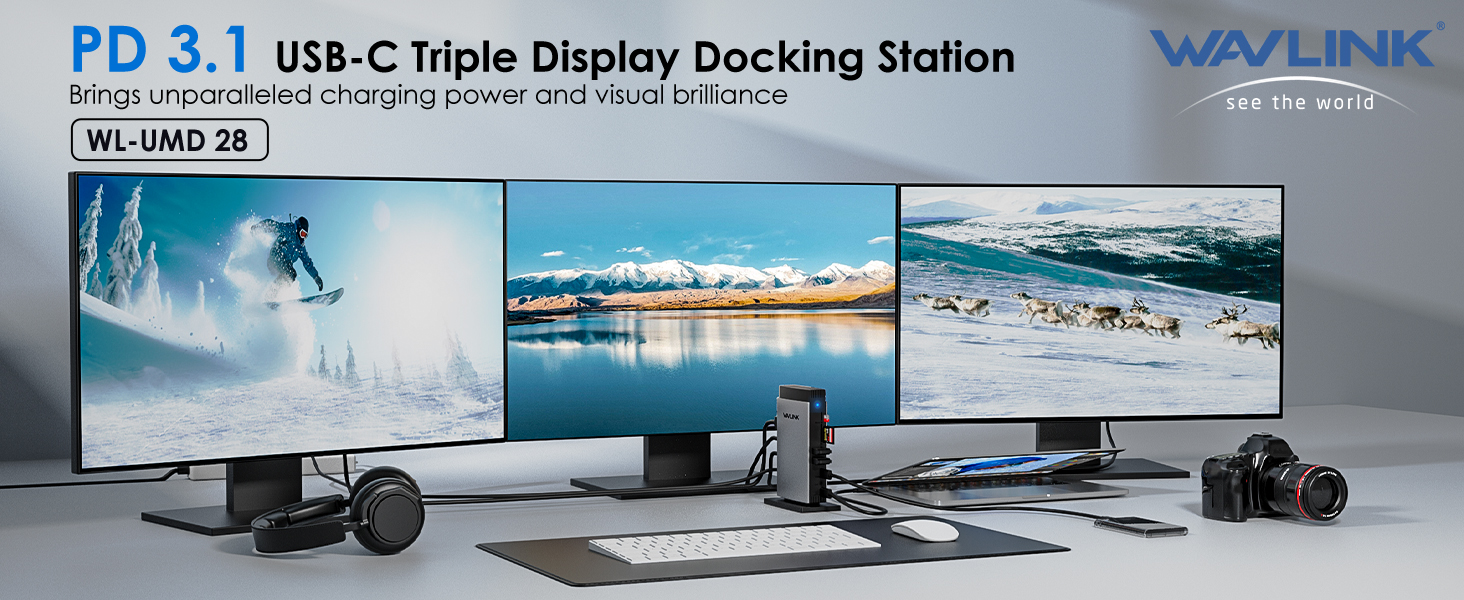 Wavlink PD3.1 Triple Display USB C Docking Station with 140W Power ...