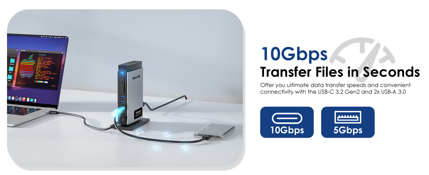 Wavlink Pd3 1 Triple Display Usb C Docking Station With 140w Power Triple Display Dock With 8k