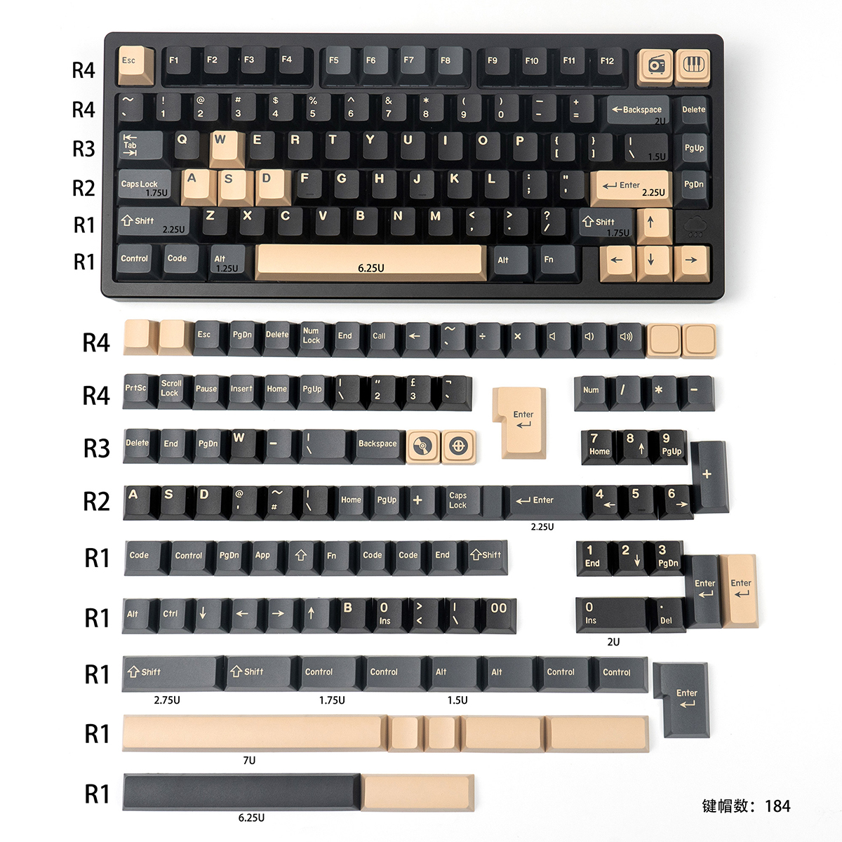 Apes Keycaps Minimalist PBT Doubleshot Keycaps Cherry Profile for MX ...