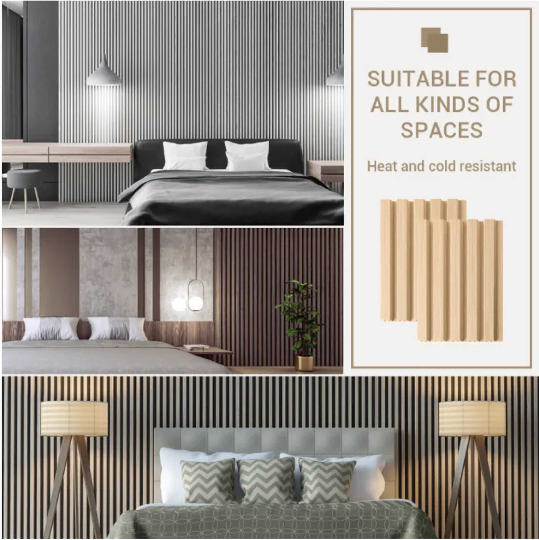 (Large size)PVC Fluted Wall Panel Sticker Waterproof Grille Design ...