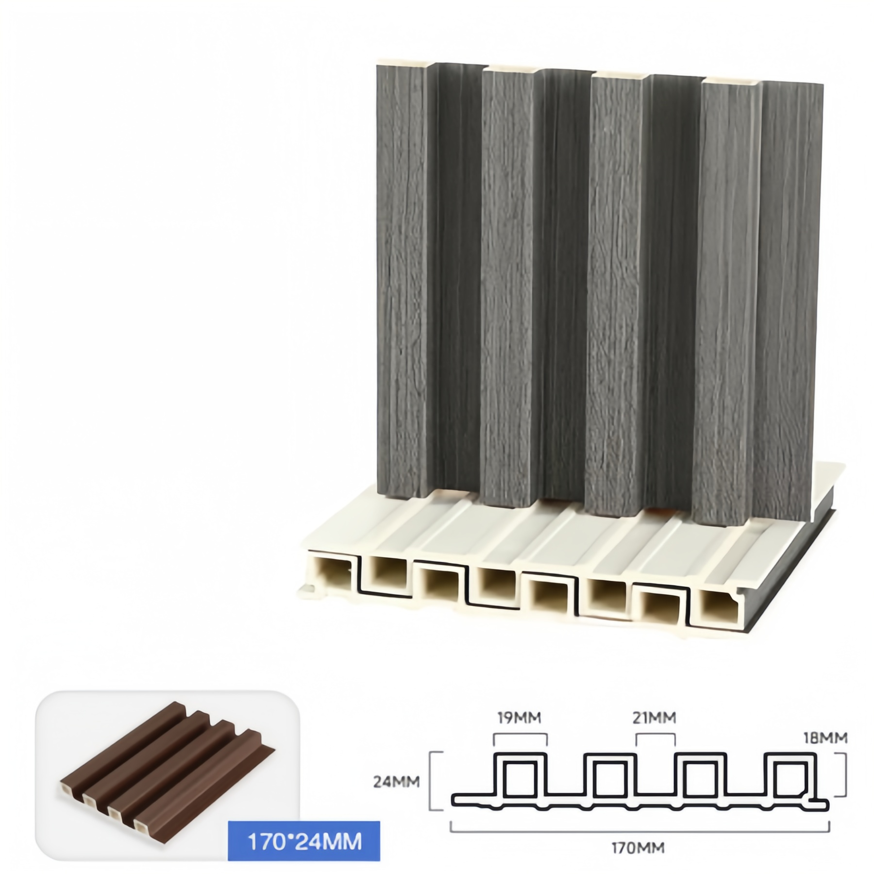 (Large size)PVC Fluted Wall Panel Sticker Waterproof Grille Design ...