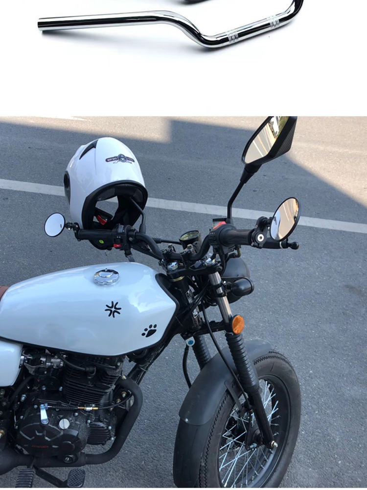 22MM Universal Motorcycle Refit Handlebar Retro Black Modified Handle ...