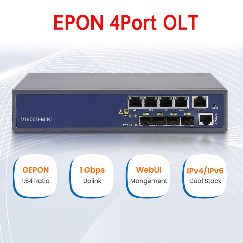 EPON OLT 4PON Ports FTTH mini OLT CATV Carrier-grade high-density Fiber ...