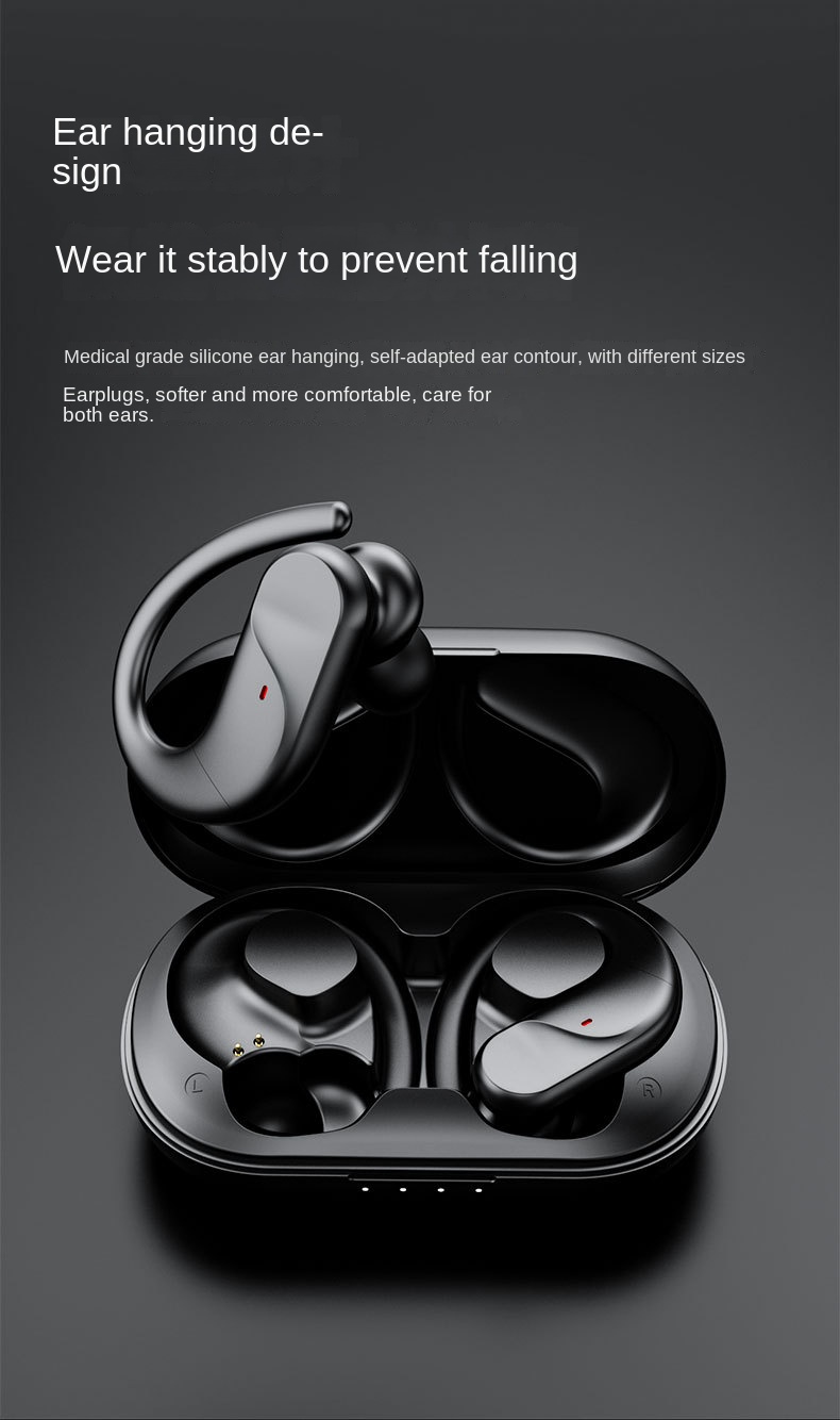 Open Ear Headphones Wireless Bluetooth 5.3 Earbuds with Earhooks Touch ...