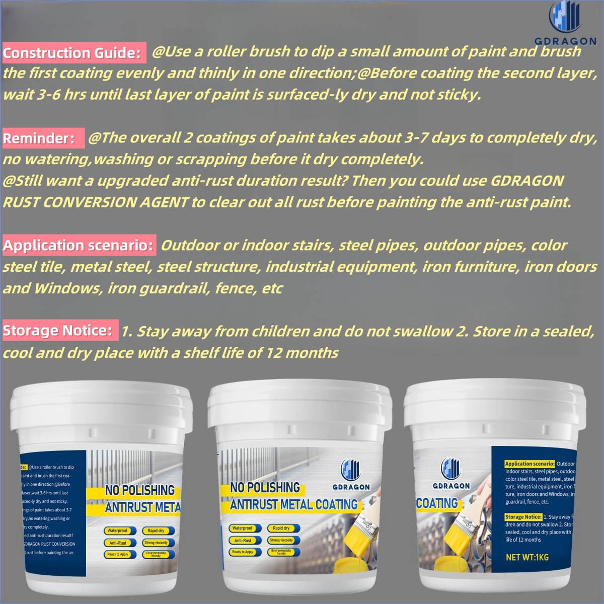 Anti Rust Paint for Metal Rust Remover Rust Converter For Rusty Color ...