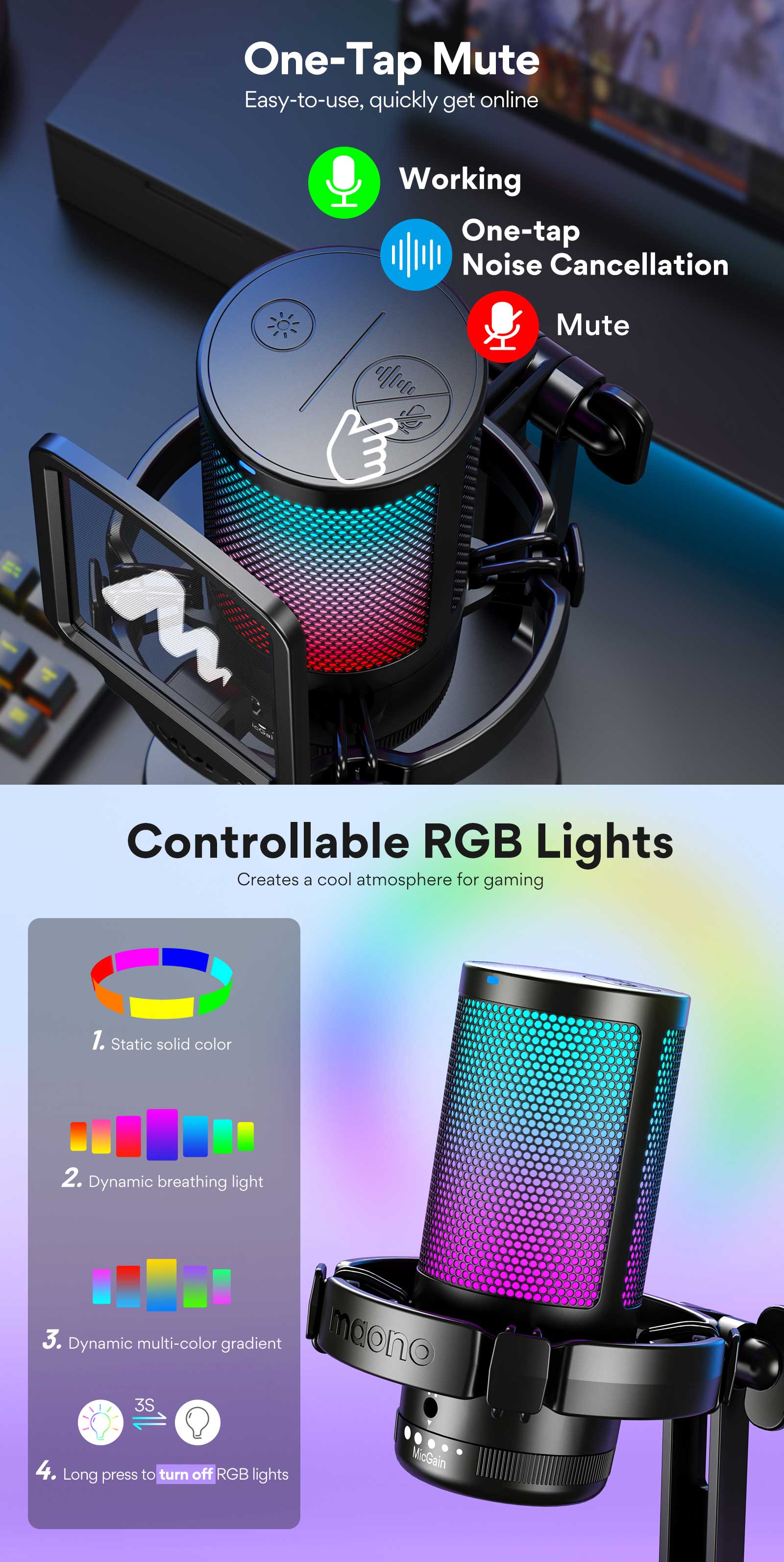 Maono DGM20/DGM20S USB Microphone PC Mic Gaming Mic for PC,Gaming ...