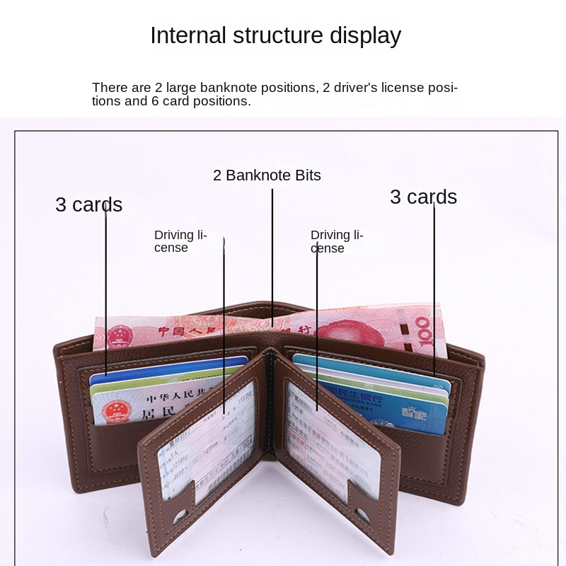 Men's driver's license wallet retro 30 percent short wallet men's soft ...