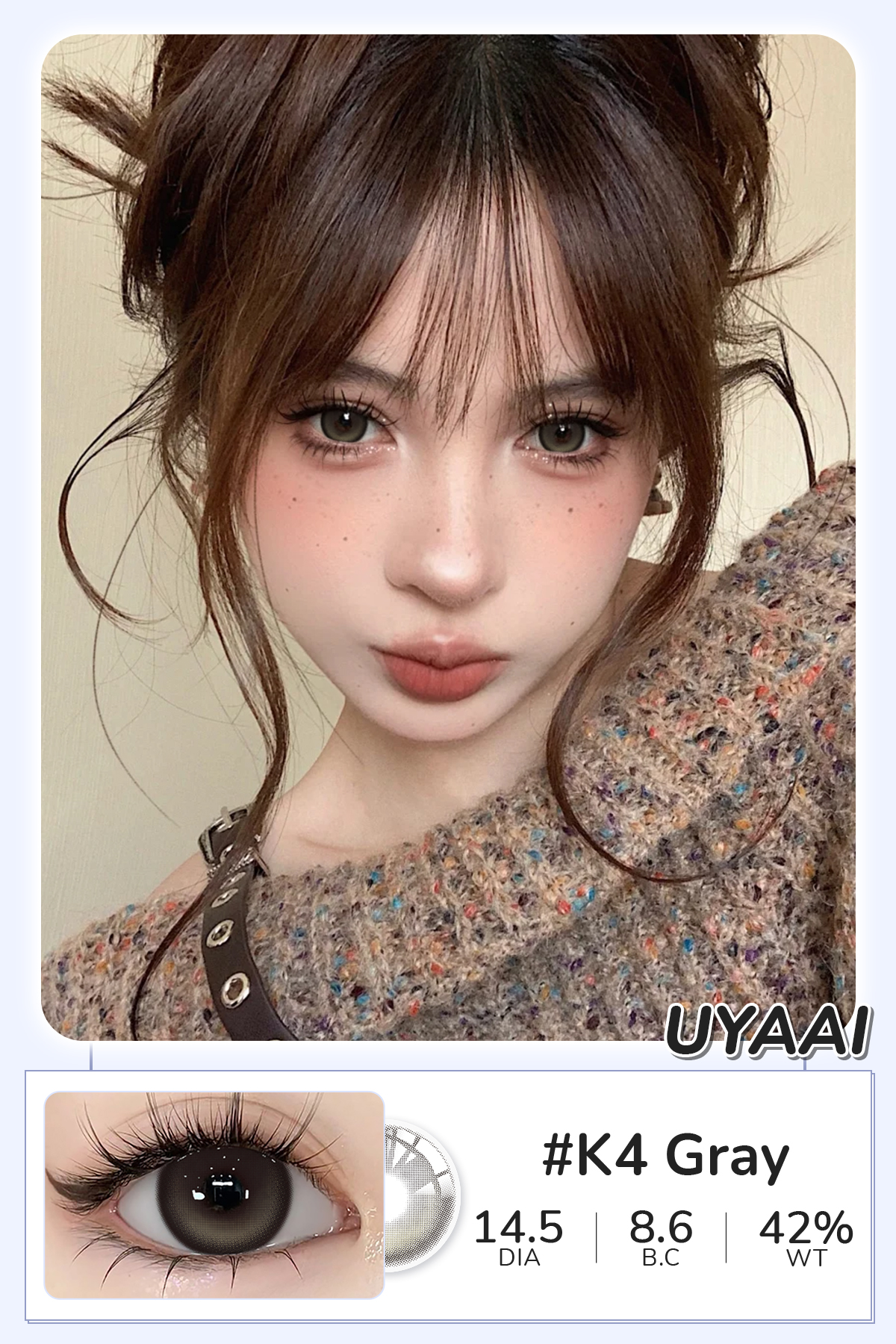 【Buy 1 Get 2 Gifts】 UYAAI Contact Lens Yearly Use 14.5 mm K4 Blue ...