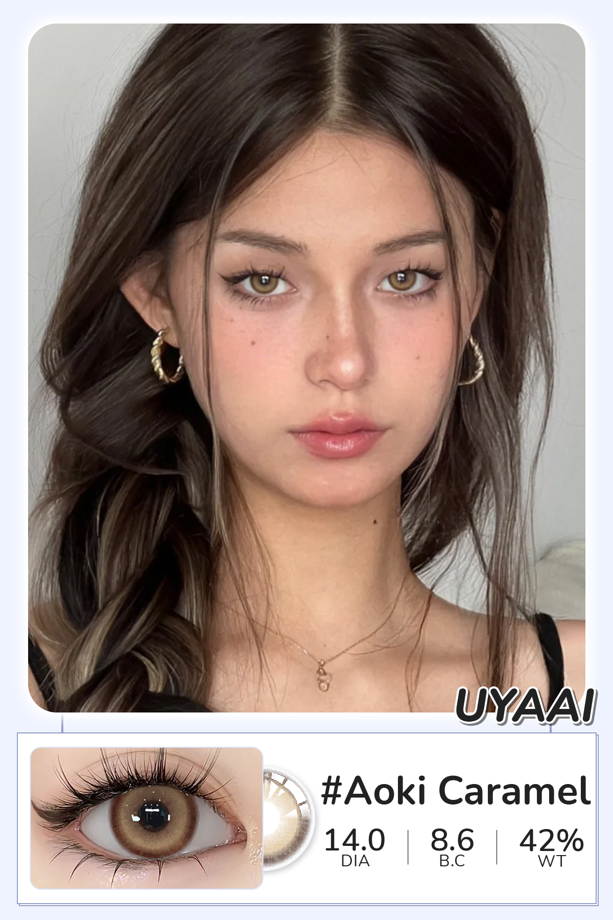 Contact Lens UYAAI 2pcs\pair Aoki Caramel Myopia Contact Lens Brown ...