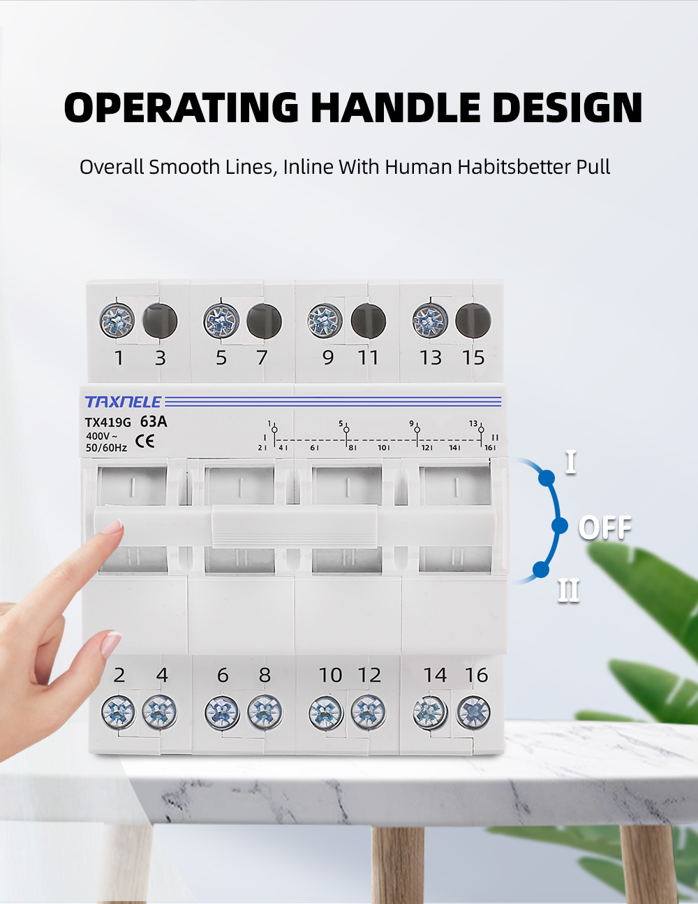 TAXNELE 1P 2P 3P 4P 40A 63A MTS Dual Power Manual Transfer Din Rail ...