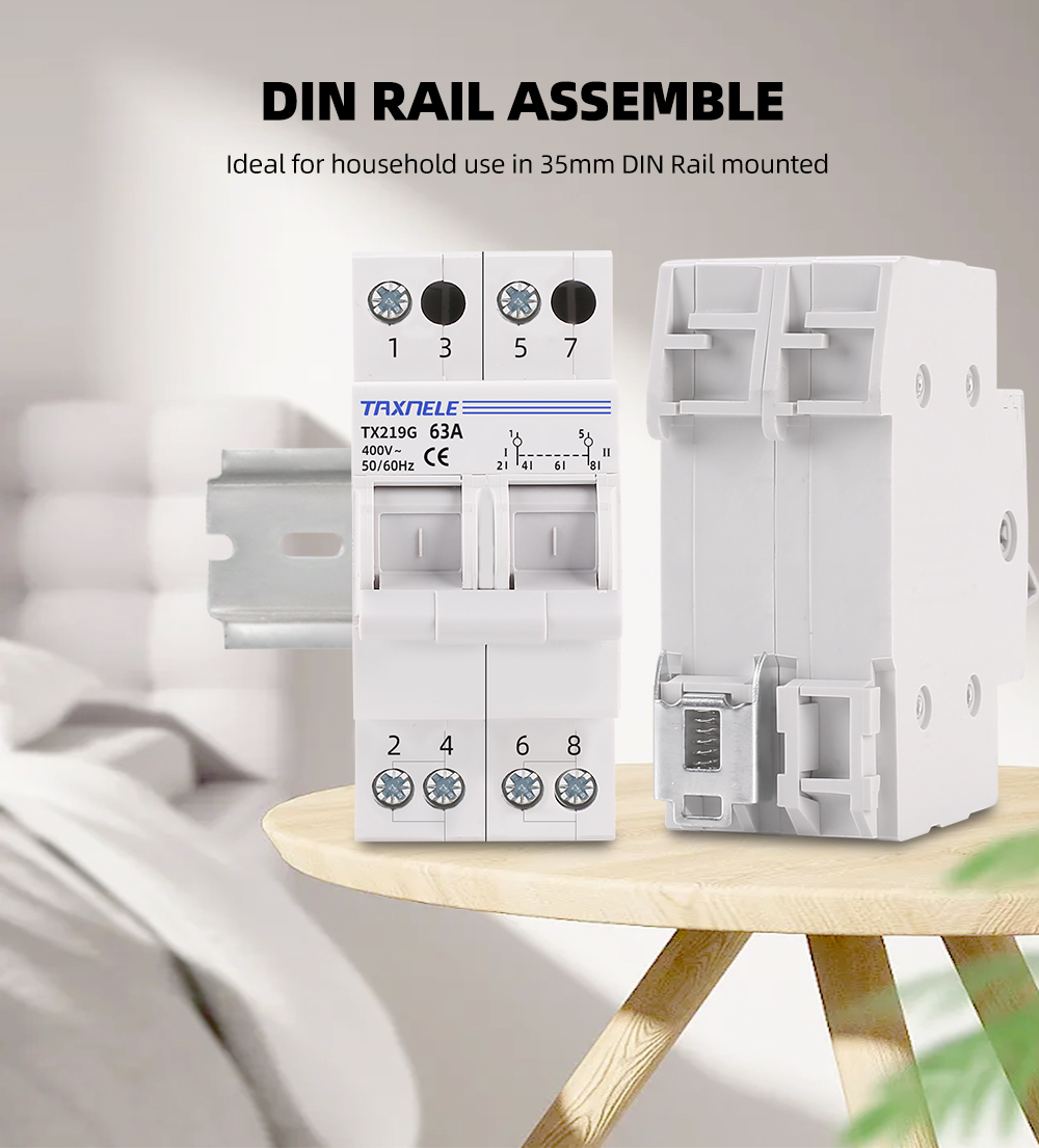 TAXNELE 1P 2P 3P 4P 40A 63A MTS Dual Power Manual Transfer Din Rail ...