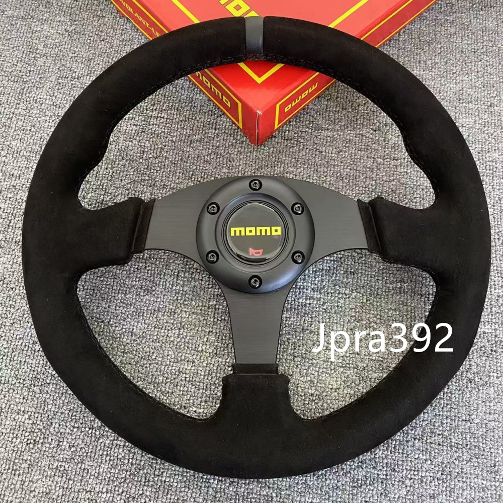 13-inch MOMO suede steering wheel car sport racing drift tuning Alcantara black | Shopee Philippines