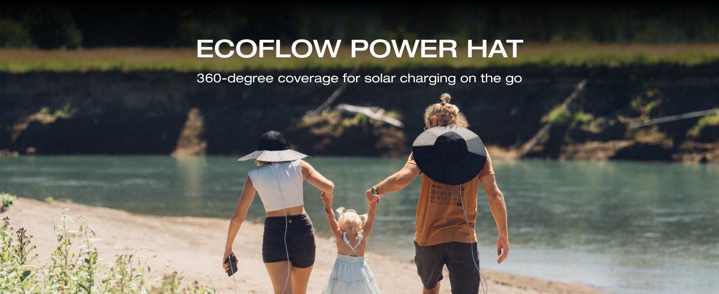EcoFlow Power Hat Solar Charging Bucket Fishing Hat Dual USB-A/USB-C ...