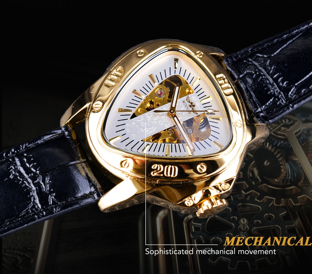 WINNER watch mechanical automatic men's triangular dial luminous hands ...