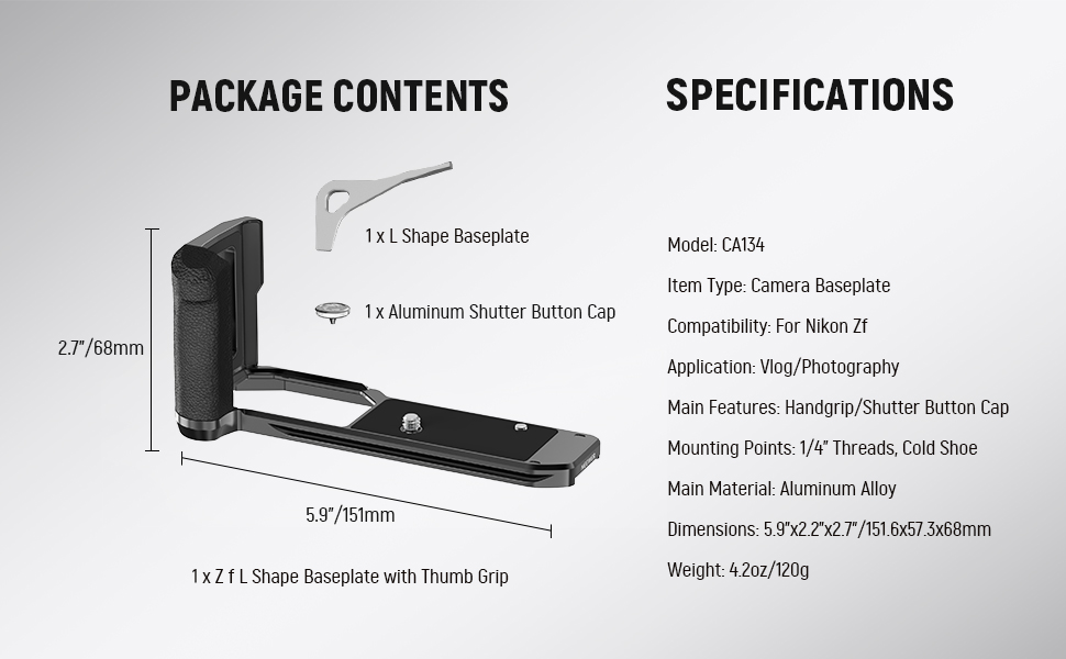 NEEWER CA134 Slim Formfitting L Shape Rubber Grip Camera Baseplate for ...