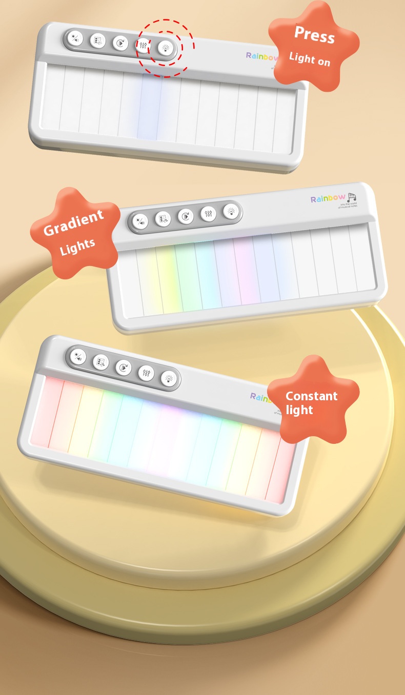 BM Multi-functional children's cool sound and light rainbow piano ...