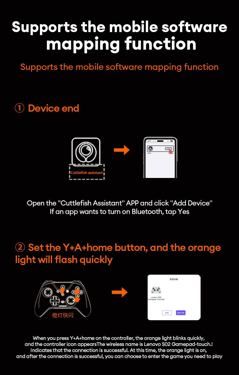 Lenovo S02 Bluetooth Controller 2.4G Wireless Gamepad Controller For ...