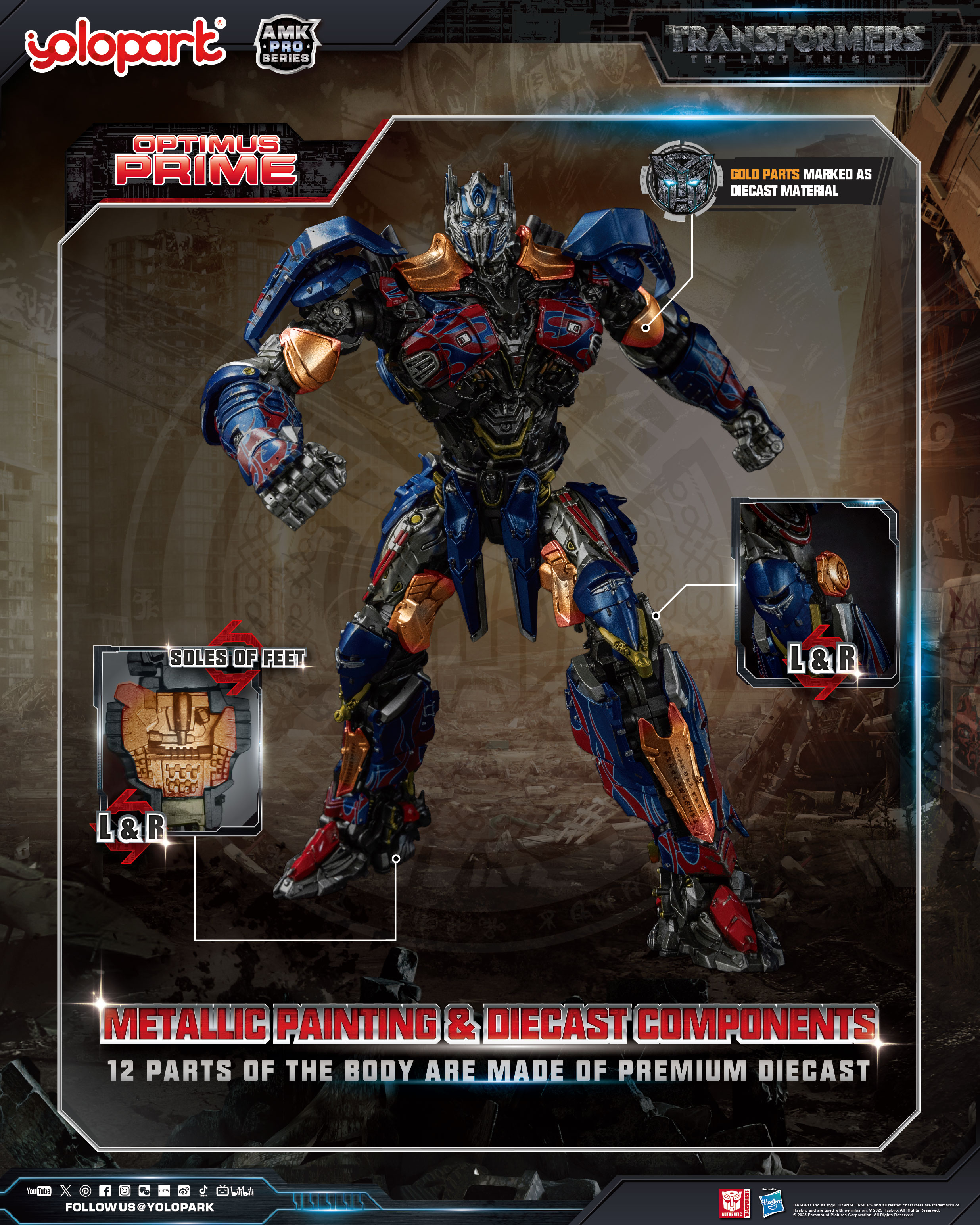 YOLOPARK AMK PRO Series Transformers The Last Knight Optimus Prime Model Kit 20cm Action Figure ...