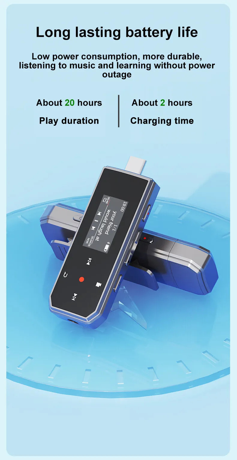 RUIZU X80 USB Bluetooth MP3 Player With Clip Sports Music Player Mini ...
