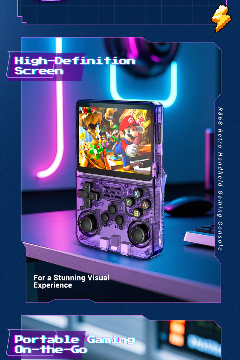R36S Arcade Games Console Handheld Retro Gaming Console, 3.5" IPS ...