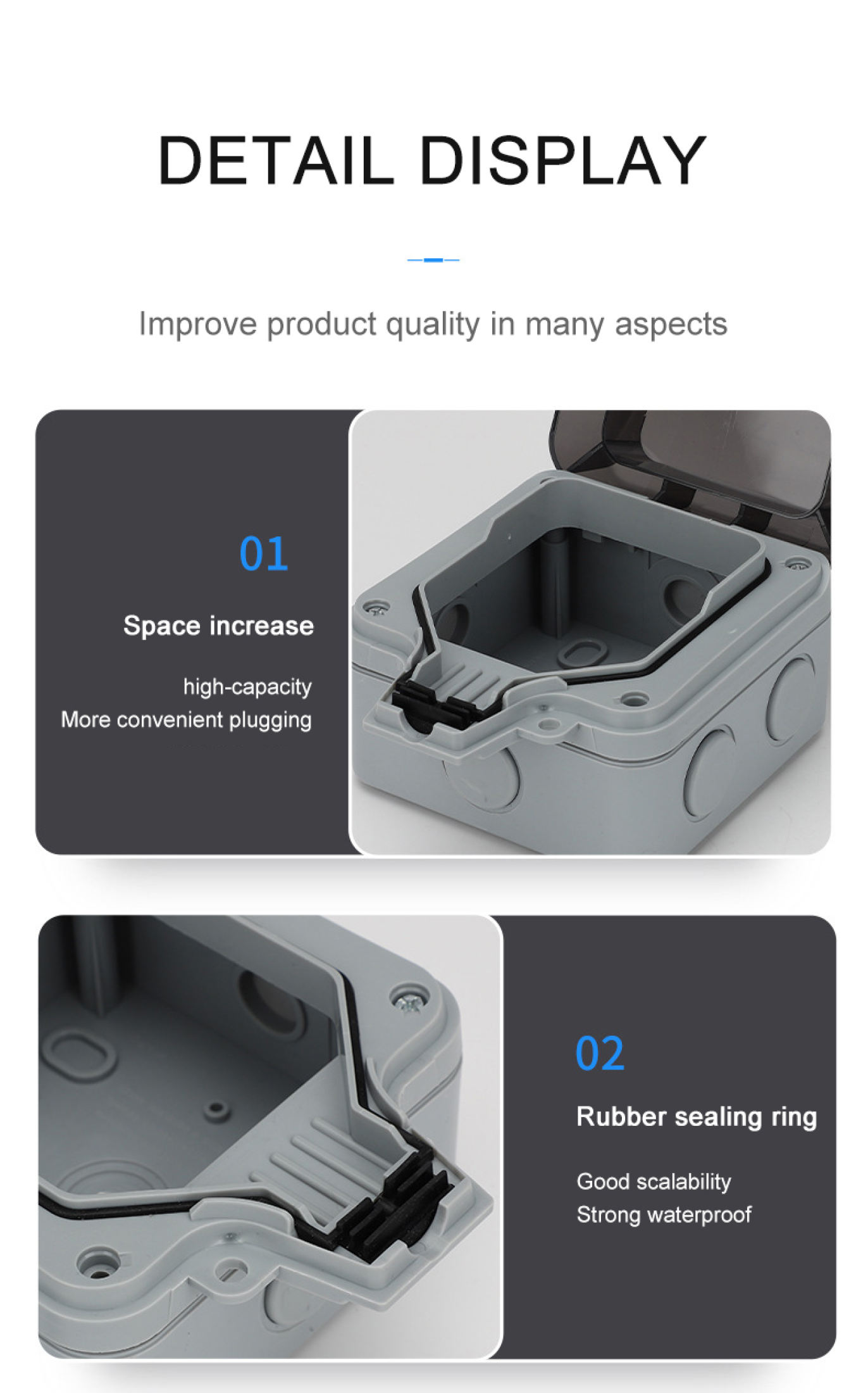 TEP Outdoor Waterproof Socket Outdoor IP66 Surface Mount Rainproof ...