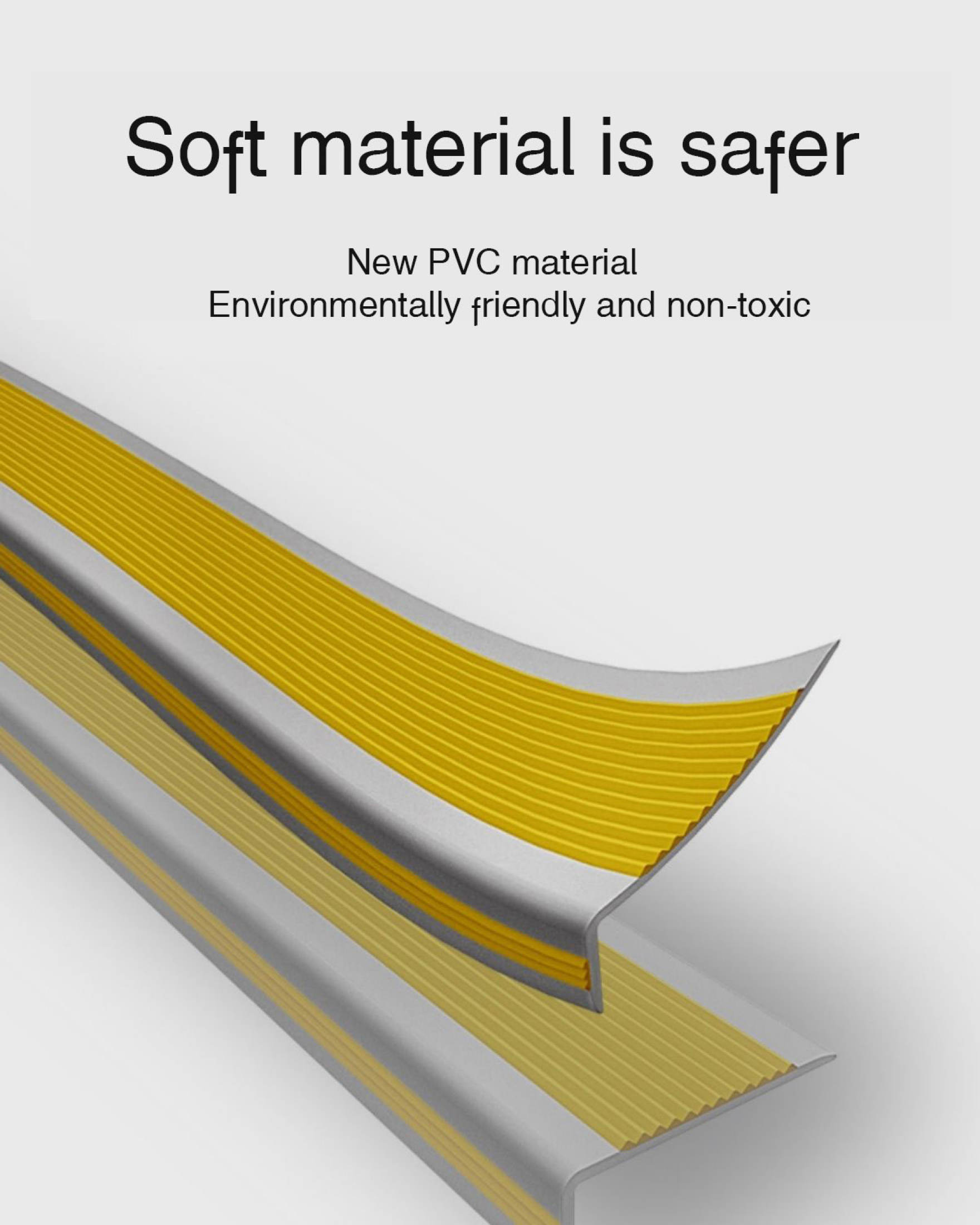 Non-Slip Stair Edge Protector, PVC Rubber Stair Treads, Self-Adhesive ...