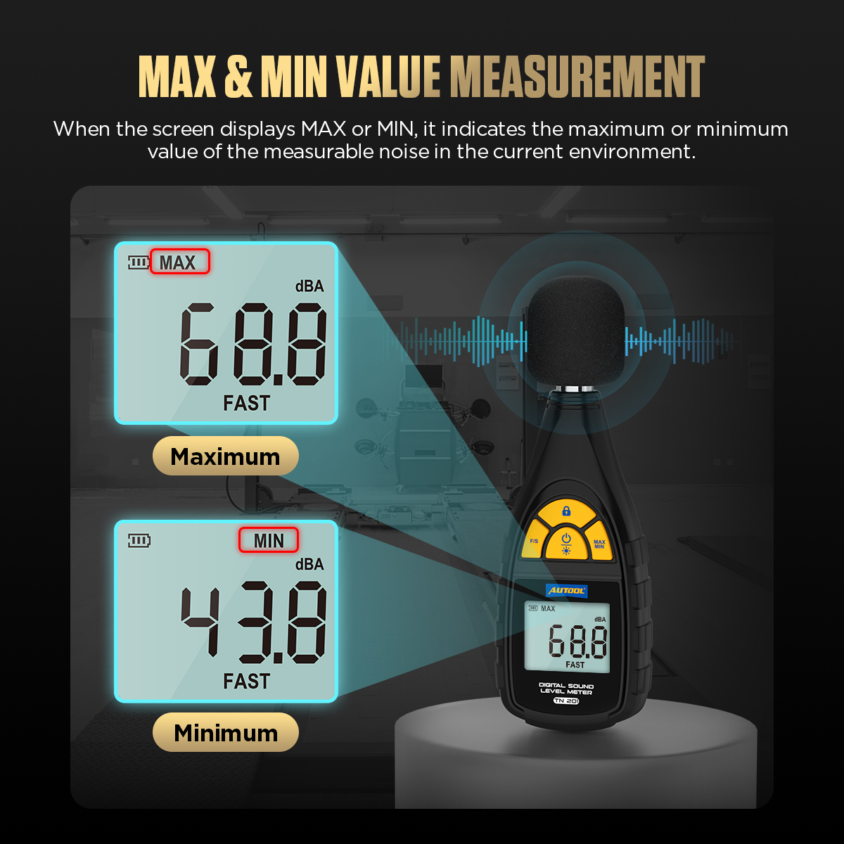 AUTOOL TN201 digital sound level meter sound level tester vehigle noise ...