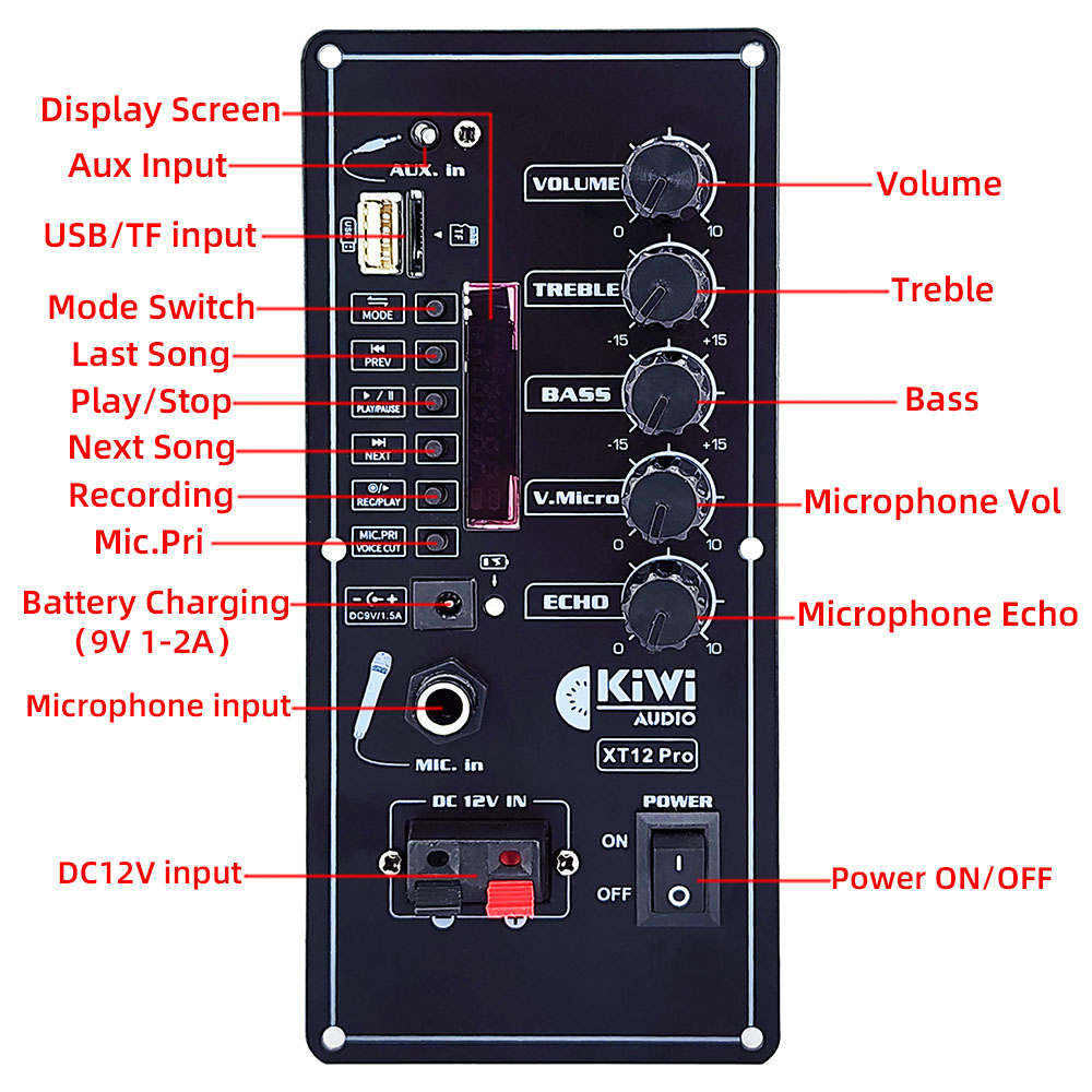 7.4V Bluetooth Amplifier Board 50W Speaker Support AUX U-Disk Recording ...
